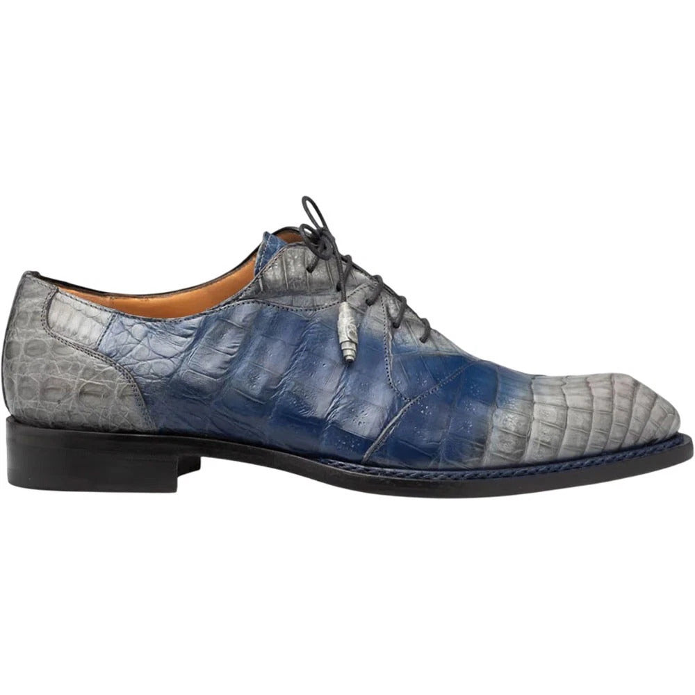 Mezlan Pueblo Bi-Tonal Exotic Oxford in Grey & Blue - Men's Dress Shoe ...