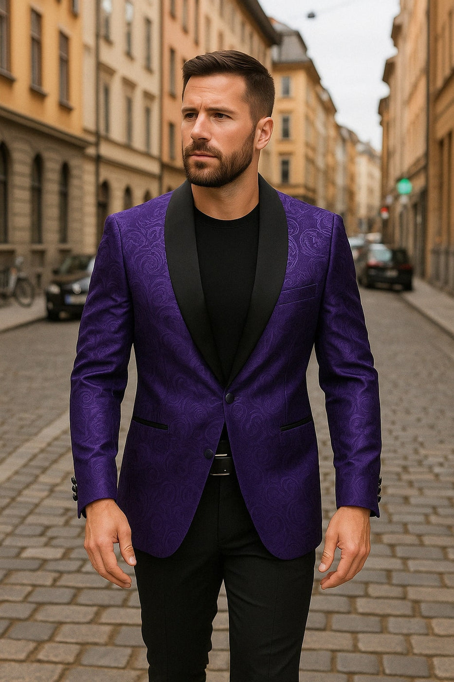 Mens Purple Paisley Pattern Blazer Jacket – Satin Finish — MensUSA