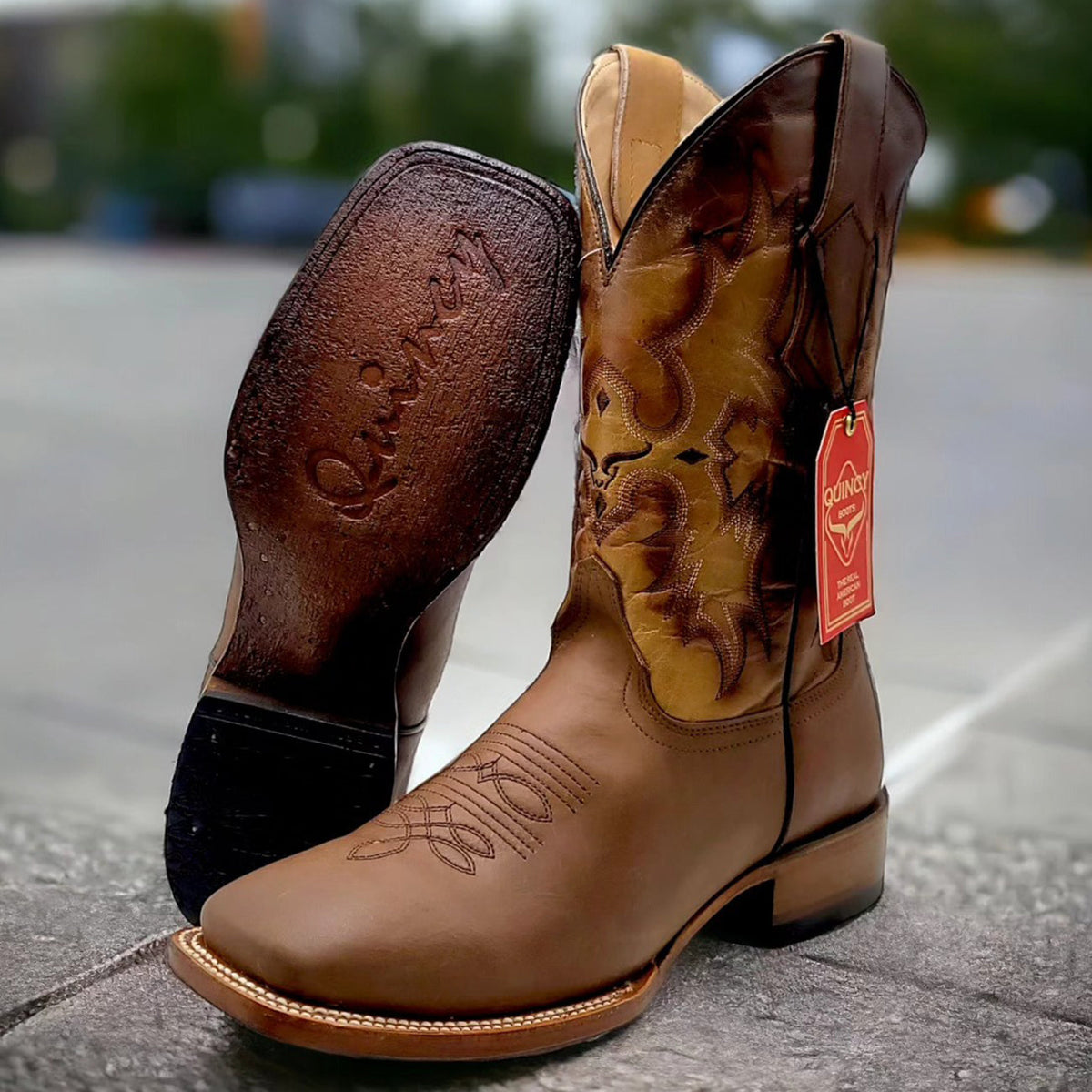 Tan Brown Square Toe Boots — MensUSA