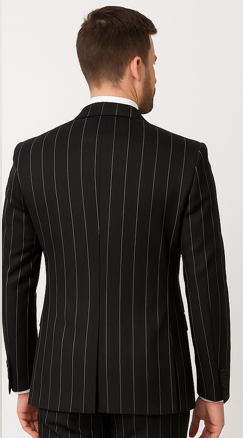 Rossi Man Max RM1728 – Slim Fit 3-Piece Men’s Suit in Black Stripe ...