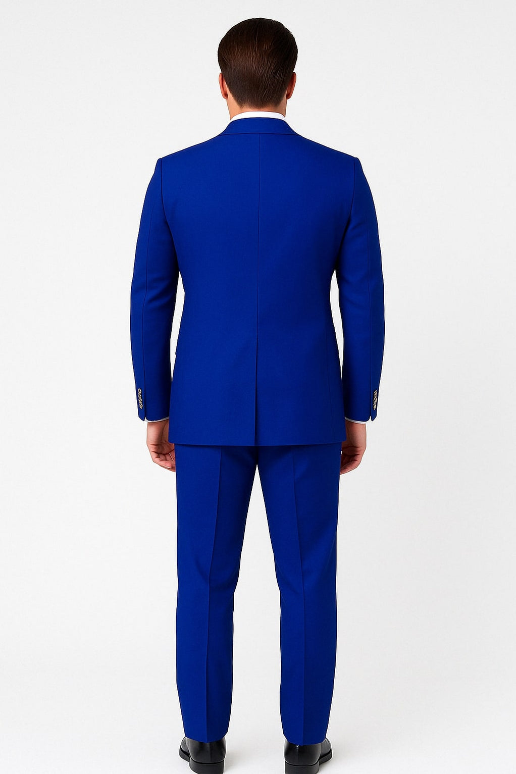 Mens Royal Blue Double-Breasted Suit with Gold Buttons – Slim Fit Form ...
