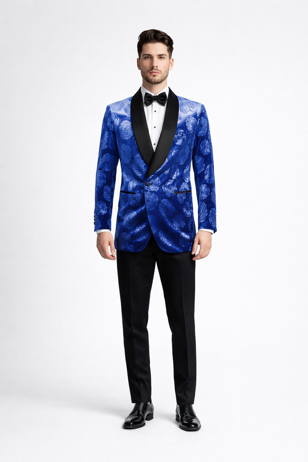 Royal Blue Rose Wedding Tuxedo Jacket – Slim Fit Shawl Lapel — MensUSA