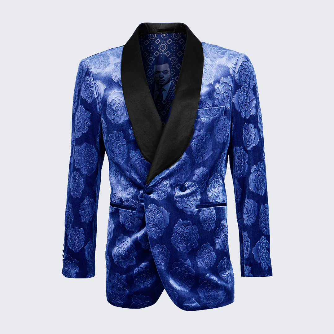 Royal Blue Rose Wedding Tuxedo Jacket – Slim Fit Shawl Lapel — MensUSA