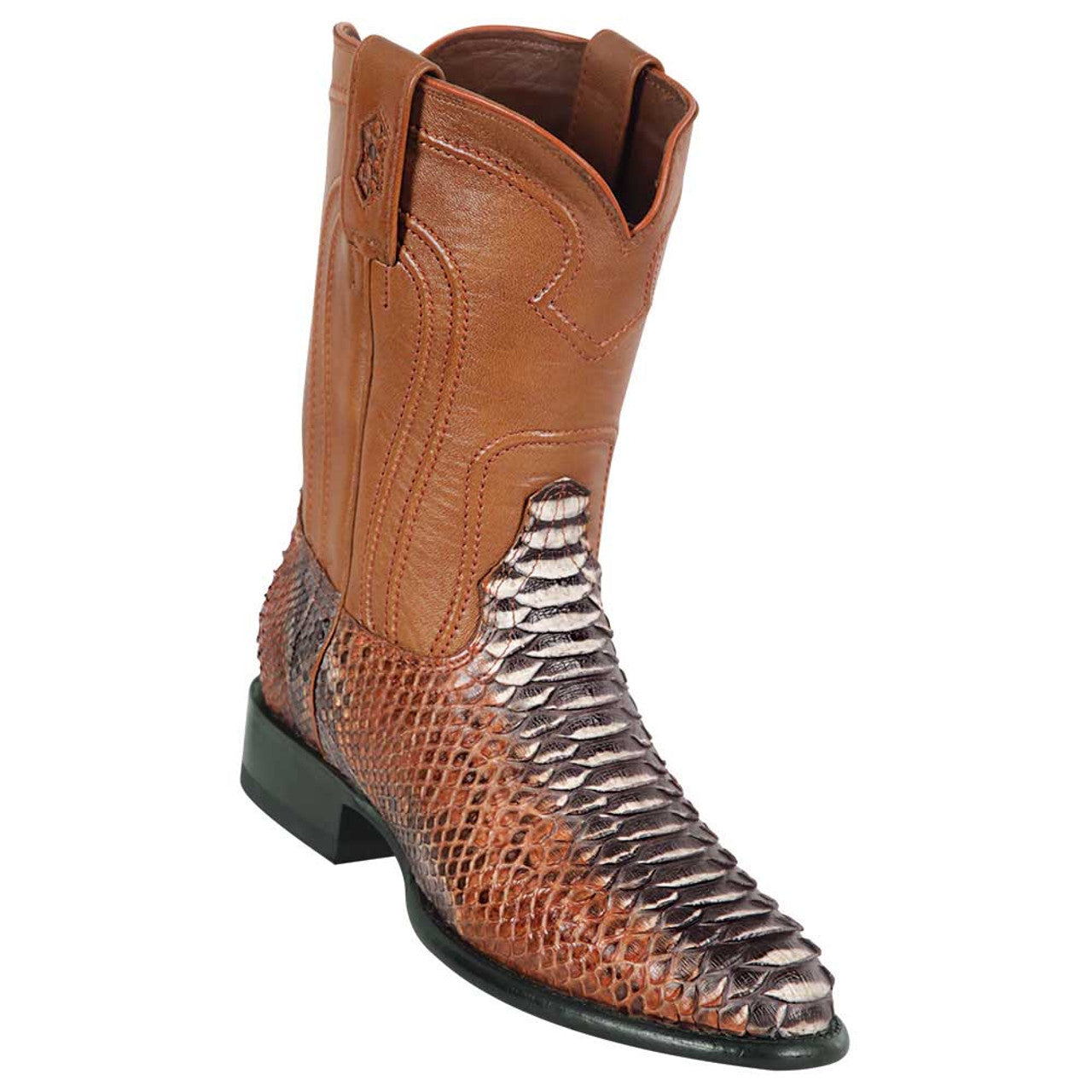 Los Altos Men's Original Python Rustic Cognac Roper Toe Boots – MensUSA