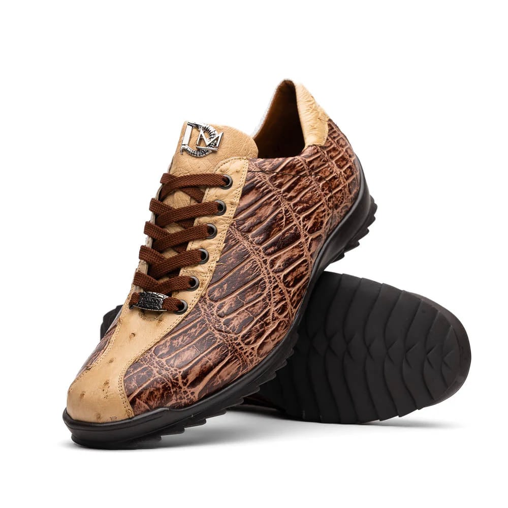 Marco Di Milano Saulo Men's Shoes Orix Beige & Brown Exotic Ostich / A ...