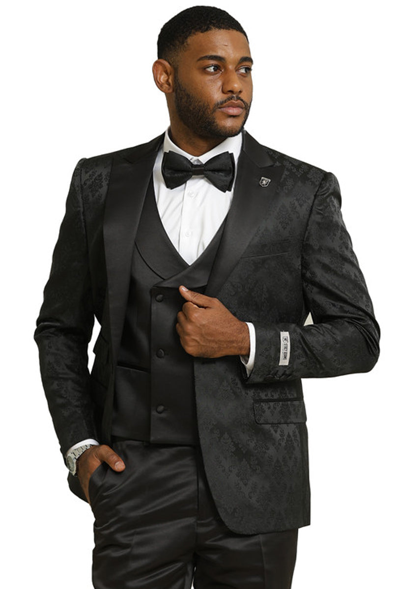 Men's Stacy Adams Shiny Brocade Wedding & Prom Tuxedo with Double Brea ...