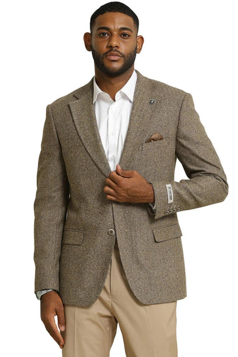 Men's Stacy Adams Vintage Professors Tweed Blazer in Tan — MensUSA
