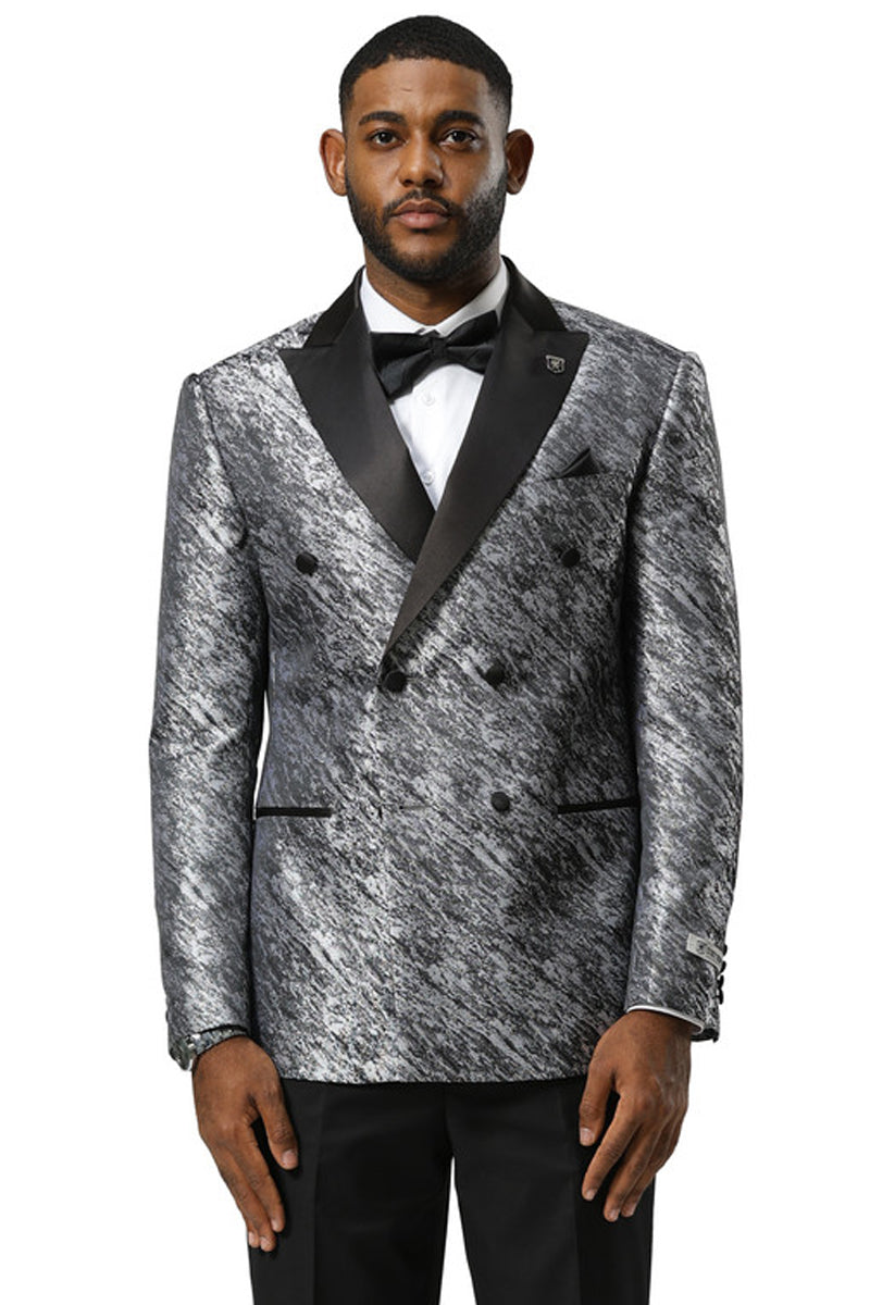 Men's Stacy Adams Double Breasted Wedding & Prom Tuxedo Jacket in Text ...