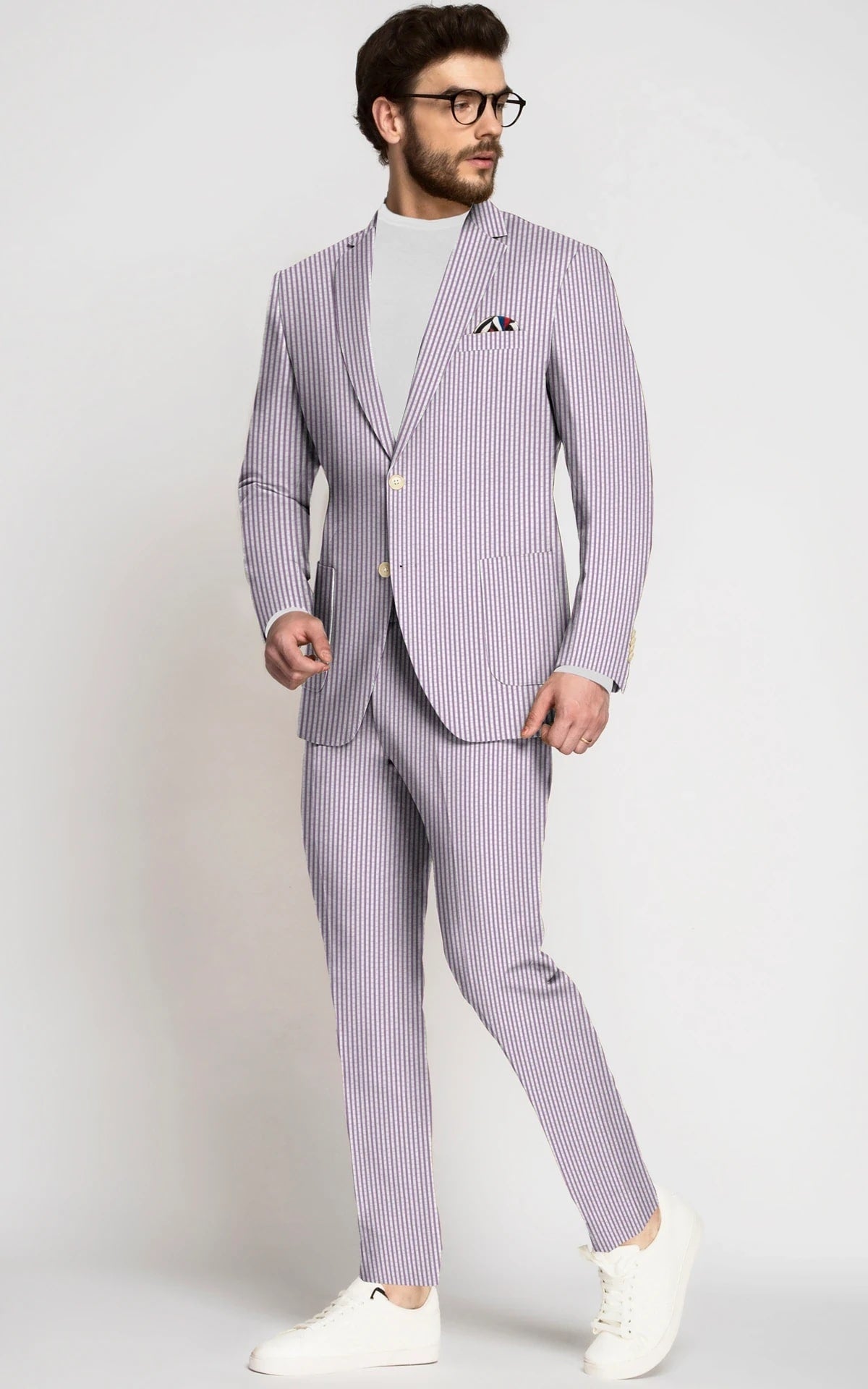 Mens Lavender Seersucker Suit Blazer + Pants Cotton Fabric - Summer Fa ...