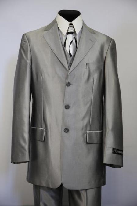Men's Sharkskin Metallic Zoot Suit Silver — MensUSA