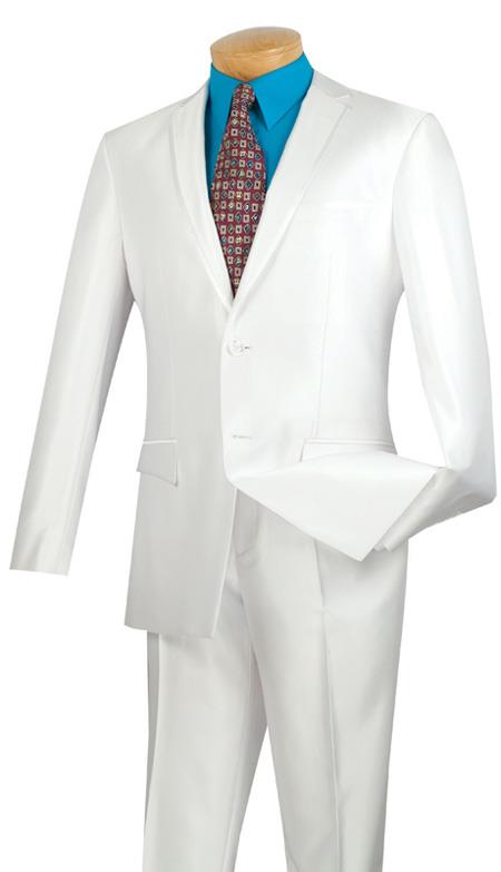 Tuxedo & Formal Shiny White Trimmed Slim Fit Suits Fitted Style Men's ...