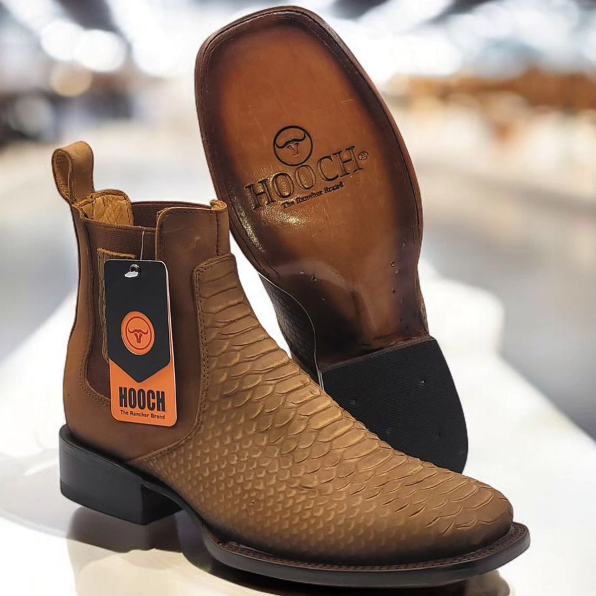 Ankle Cowboy Boots Python Print — MensUSA