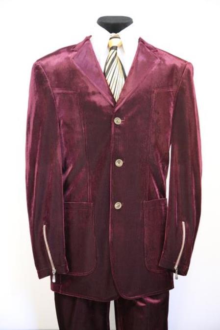 Men's Burgundy ~ Maroon Suit ~ Wine Zoot Suit Patch Pocket Burgundy Su ...