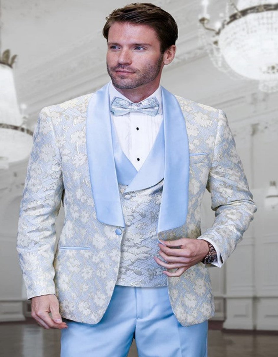 Blue Prom Suit - Blue Homecoming Outfits For Guys Sky Blue and Gold Fl ...