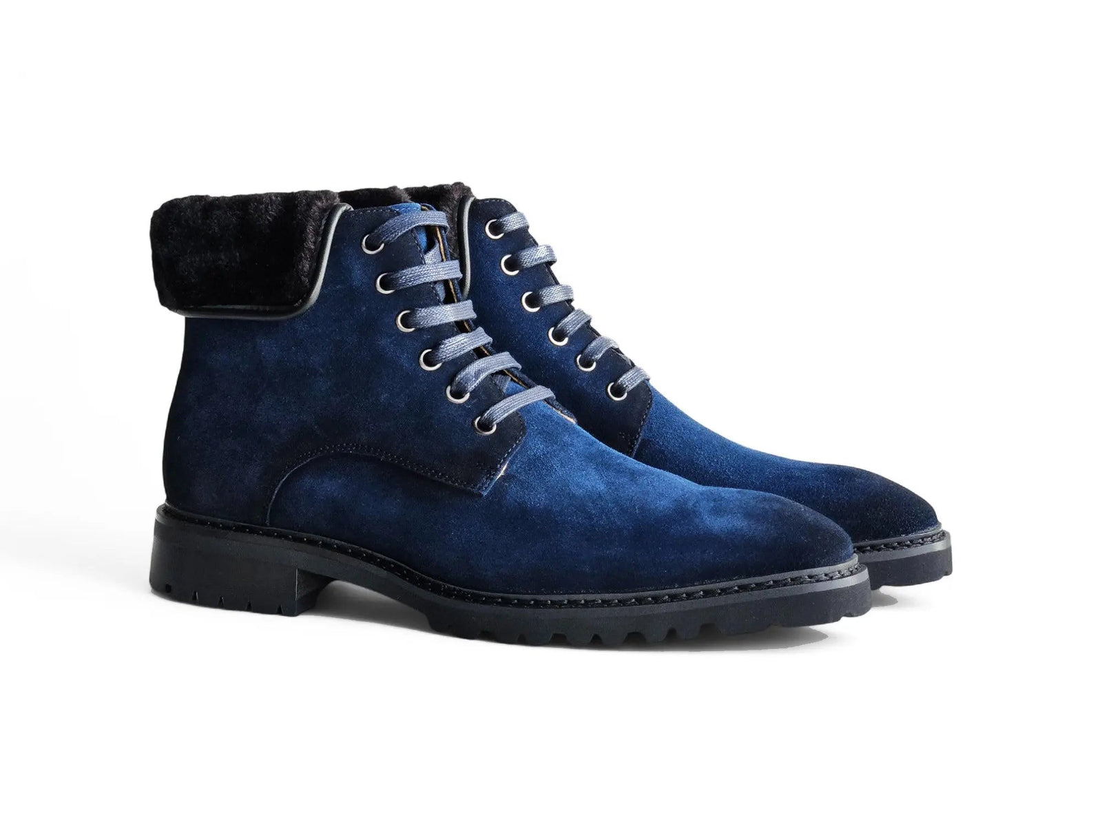 Suede Faux Shearling Combat Boot — MensUSA