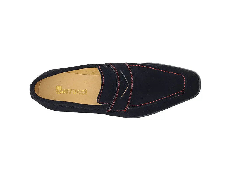Suede Penny Loafer contrast stitching — MensUSA