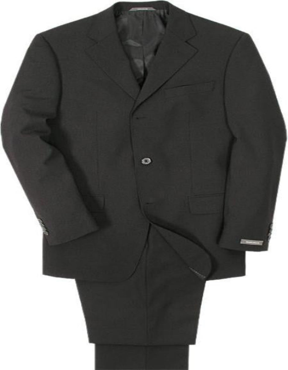 Super 100 Solid Black 3 Buttons Cheap Priced Suits — MensUSA