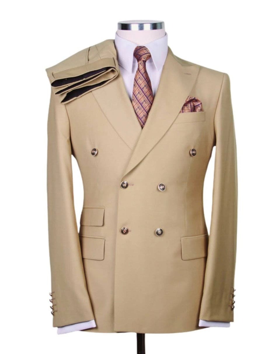 Mens Wool Business Suits For Men - Wool Fabric "Tan" Suit — MensUSA