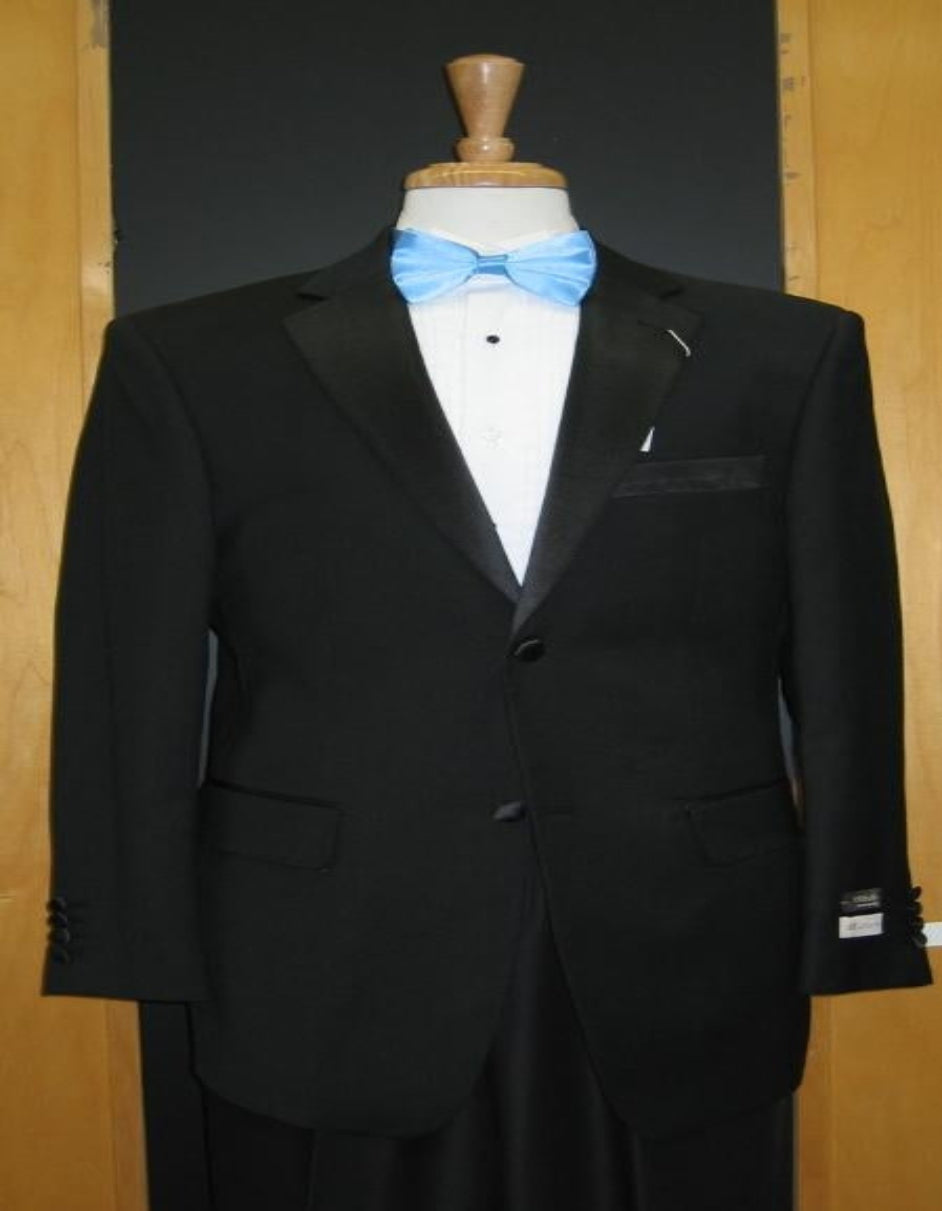 Two Button Vented Tapered Cut 100% Wool Flat Front Tuxedo — MensUSA