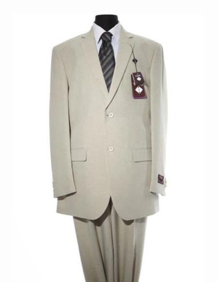 Men's 2 Button Solid Ivory Modern Fit Suits Suit — MensUSA
