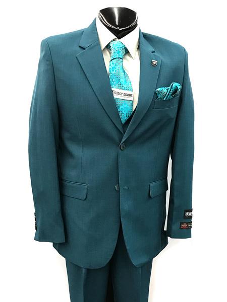 Men's Two Button Teal Suit — MensUSA