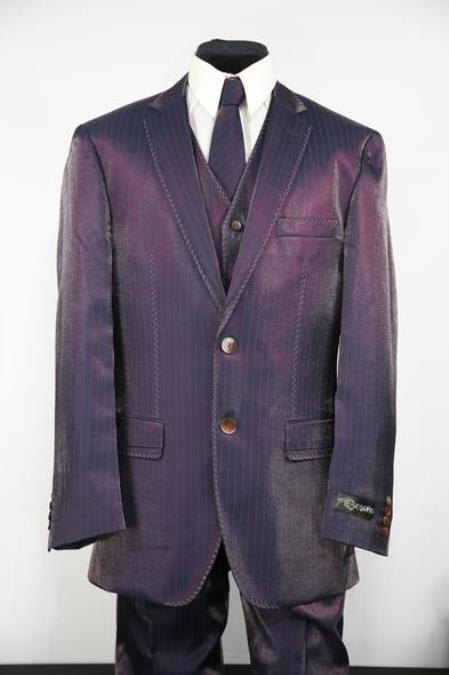 Men's Sharkskin Entertainment Stitch Zoot Suit Ultraviolet White Stitc ...