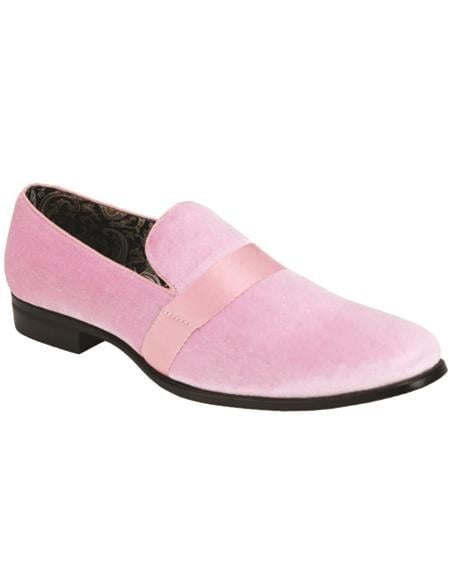 Light Pink Velvet Slip-On Shoe for Men | Slip On Prom & Event Footwear ...