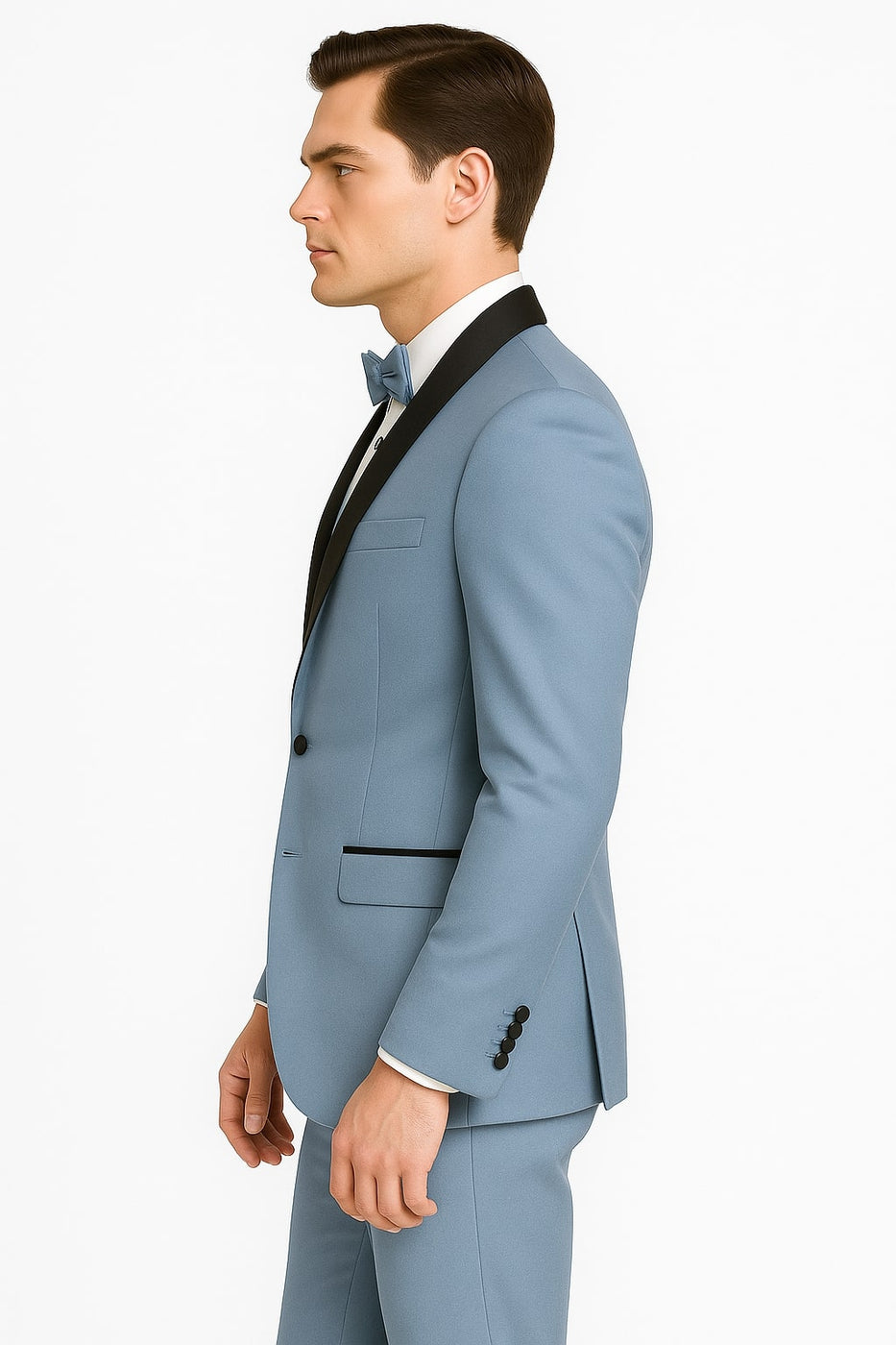 Sky Blue Tuxedo with Black Shawl Lapel Slim Fit Prom and Wedding Suit ...