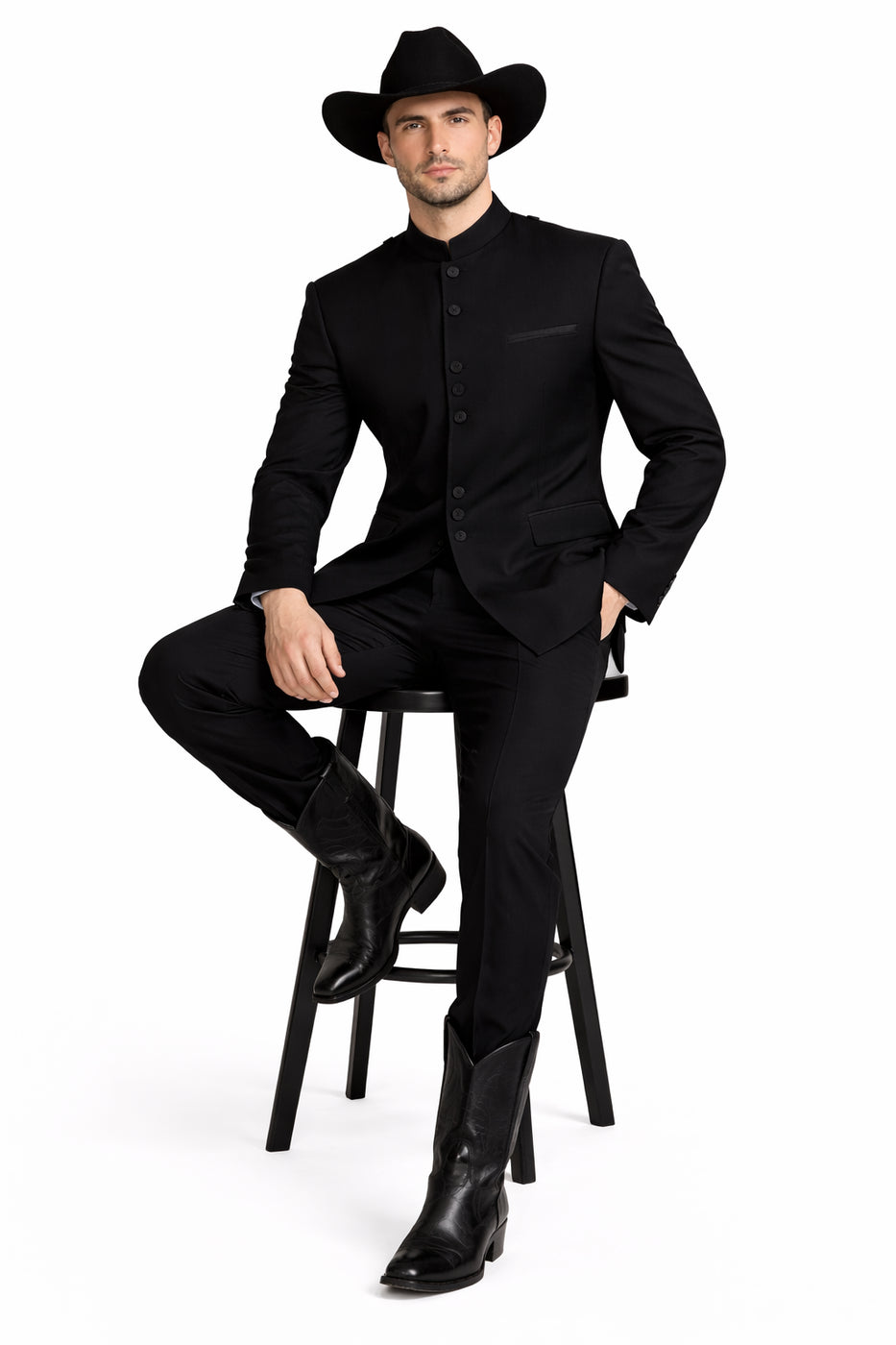Apollo King Men's 2 Piece Nehru Style Suit - Mandarin Collars — MensUSA