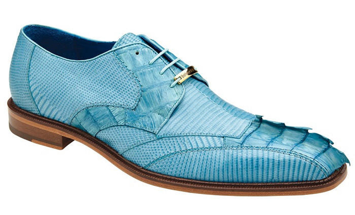Belvedere Valter Blue Crocodile and Lizard Skin Men's Dress Shoes — MensUSA