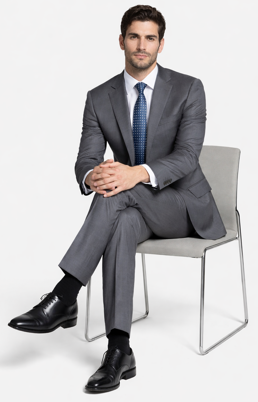 Bertolini 2PC Gray Two-button Suit Wool & Silk — MensUSA