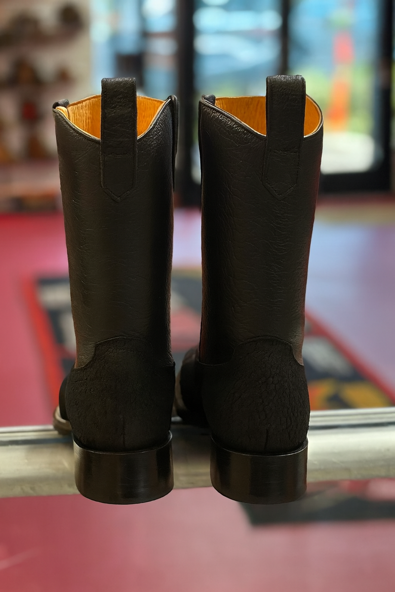 Black Square Toe Snake Print Boots — MensUSA