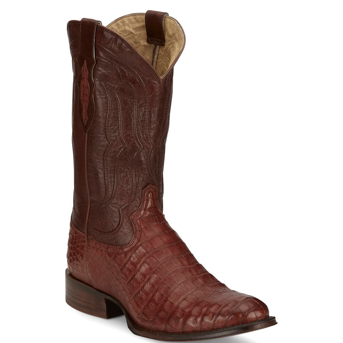 Tremaine Cognac Caiman Western Boot Round Toe — MensUSA