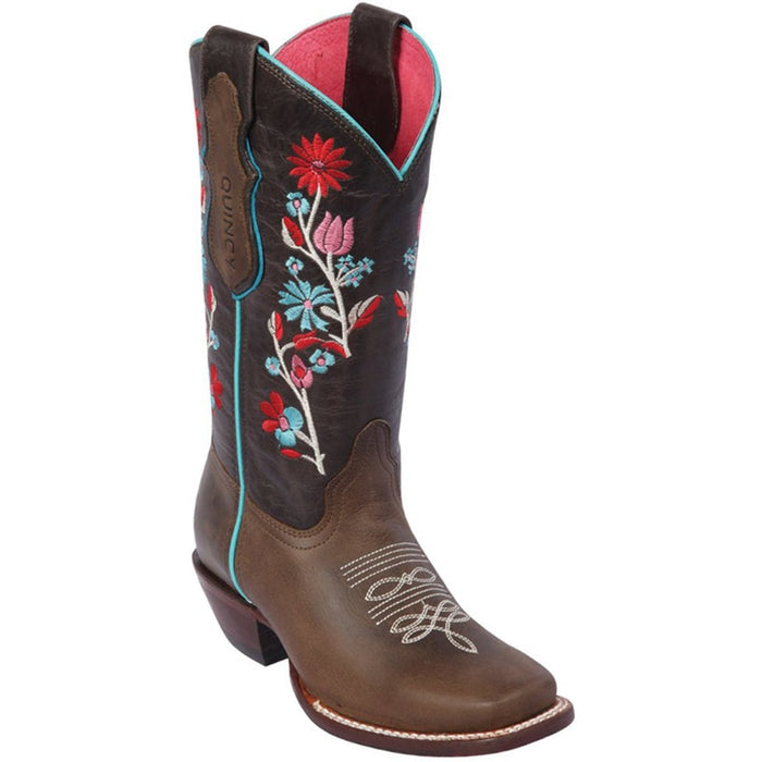 Botas de Cuero con Flores para Mujer en Horma Rodeo — MensUSA