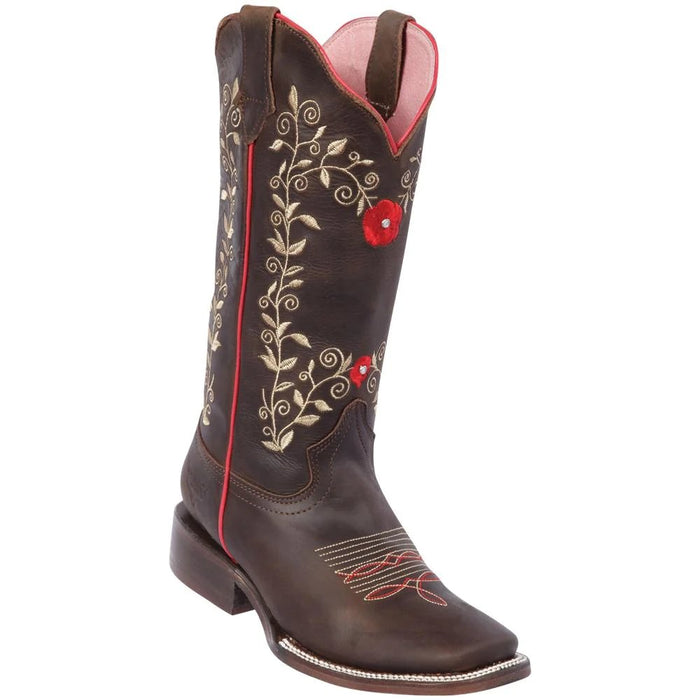 Botas Altas de Cuero con Flores para Mujer en Horma Rodeo — MensUSA