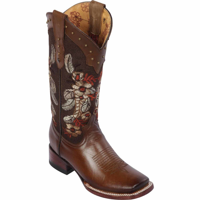 Botas Altas de Cuero con Flores para Mujer en Horma Rodeo — MensUSA
