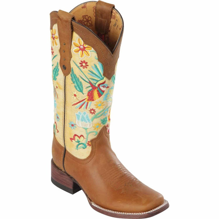 Botas Altas de Cuero con Flores para Mujer en Horma Rodeo — MensUSA