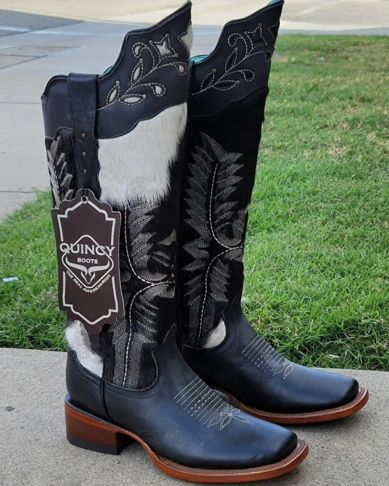 Botas Altas de Cuero con Pelo de Vaca para Mujer en Horma Rodeo — MensUSA
