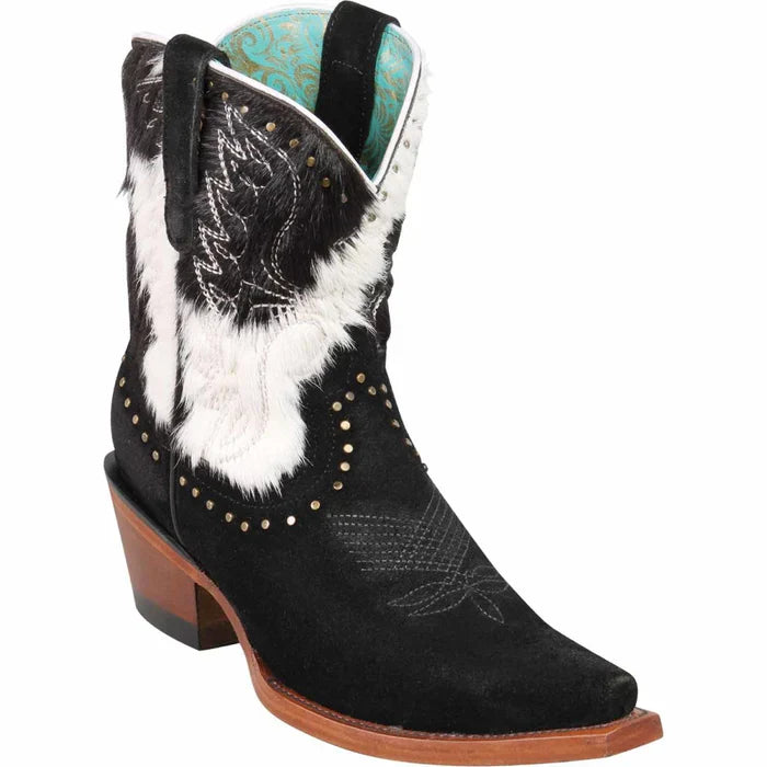 Botas Cortas de Cuero Nobuck para Mujer en Horma Punta Recortada — MensUSA