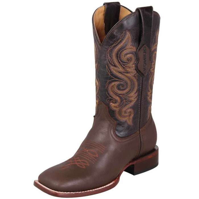 Botas de Cuero Original Horma Rodeo Cuadrada Chocolate — MensUSA