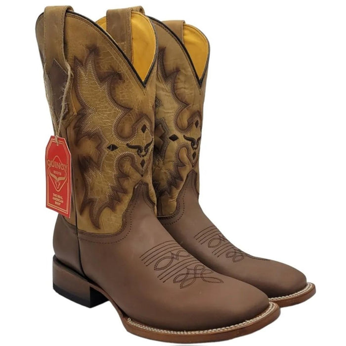 Botas de Cuero Original Horma Rodeo Cuadrada Color Tan — MensUSA