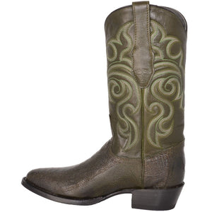 Botas de Pata de Avestruz Punta Oval Color Verde Olivo LAB — MensUSA