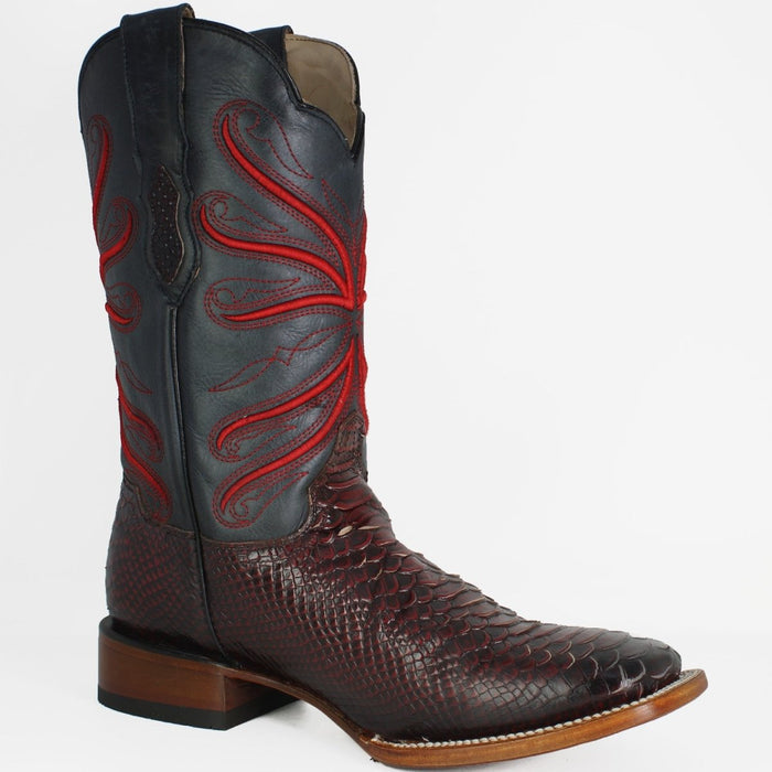 Botas de Piton Grabado Horma Rodeo Cuadrada — MensUSA