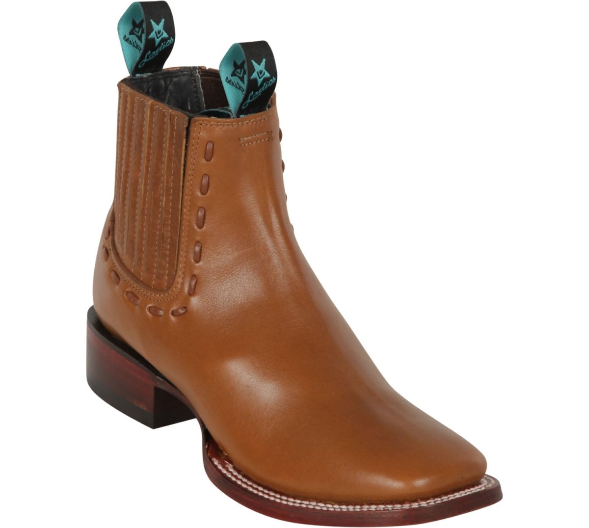 Botines Charros de Cuero Original Punta Cuadrada para Mujer Color Miel ...