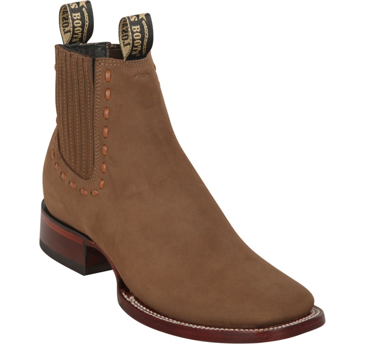 Botines Charros de Cuero Original Punta Cuadrada para Mujer Color Tan ...