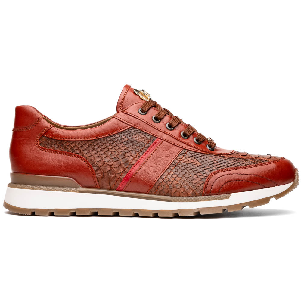 Marco Di Milano Brescia Antique Cognac Python & Calfskin Sneakers — MensUSA