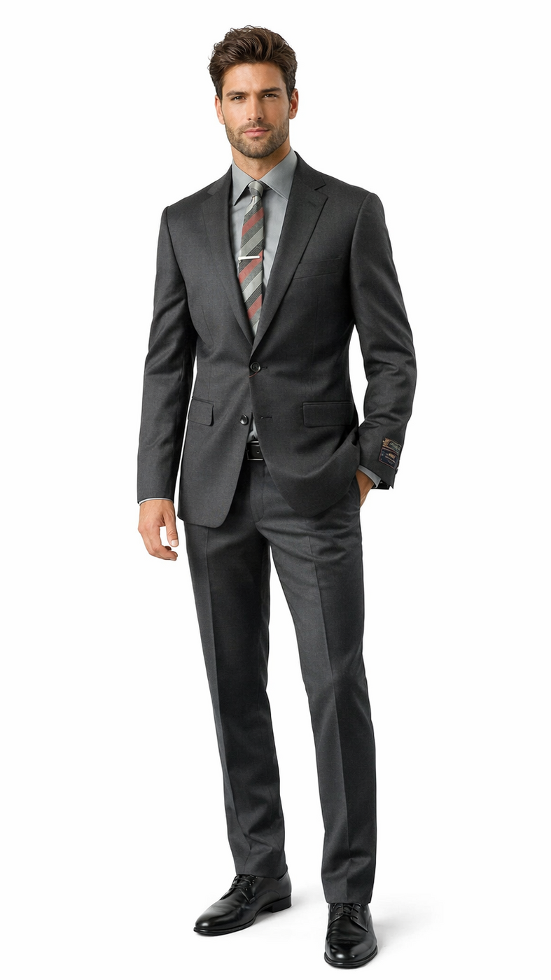 Carlo Lusso Charcoal Two-button Slim Fit Poly Blend Suit — MensUSA