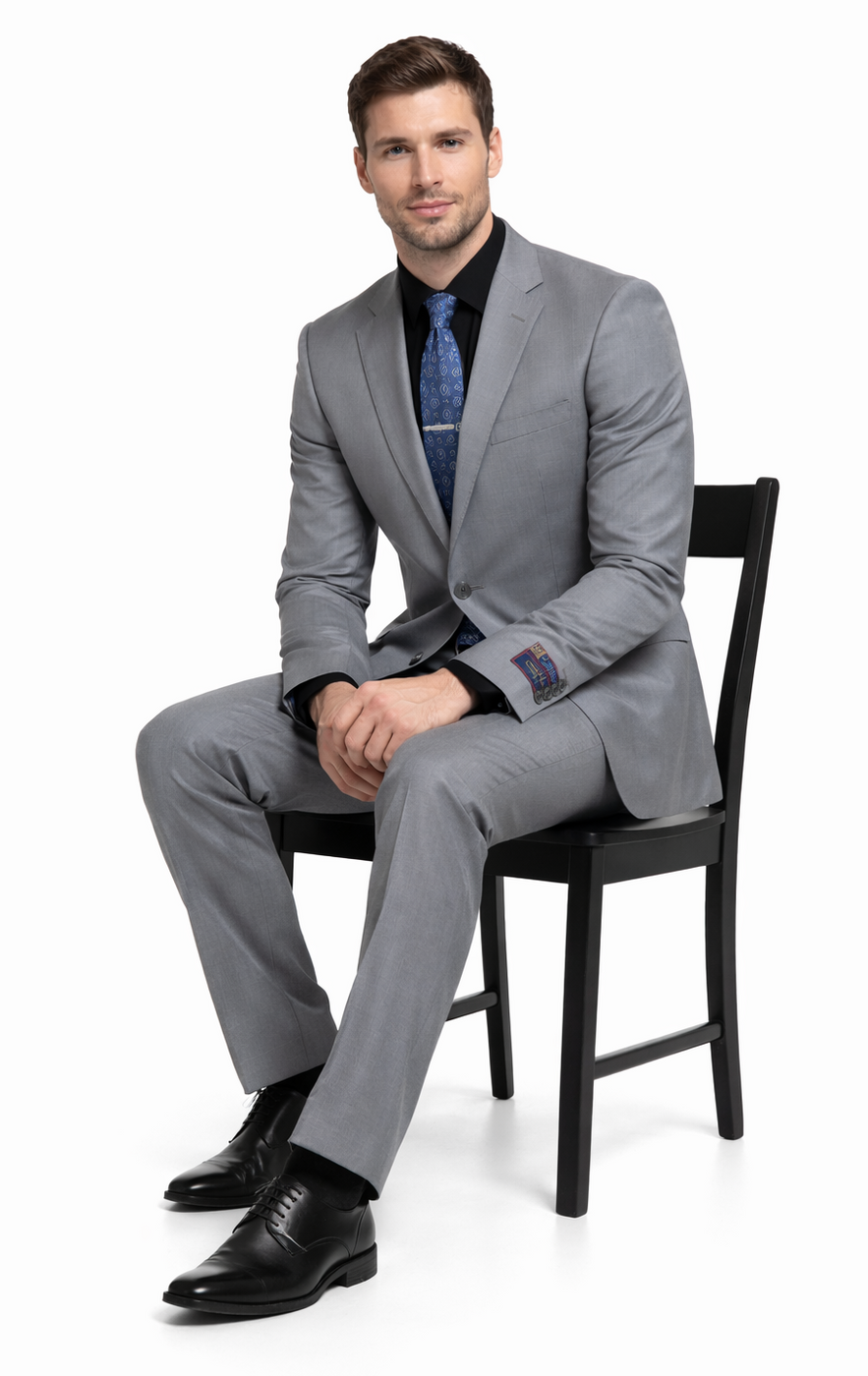 Carlo Lusso Medium Gray Two-button Poly Blend Suit — MensUSA