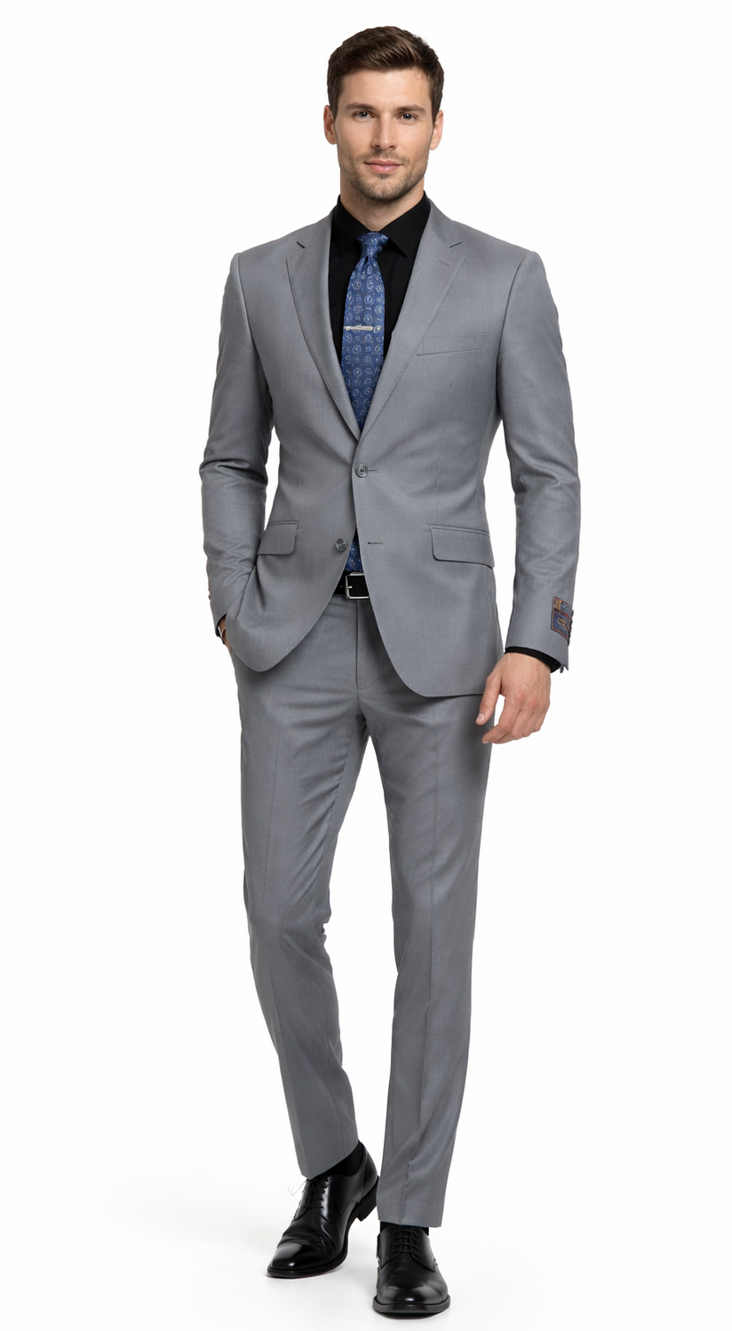 Carlo Lusso Medium Gray Two-button Poly Blend Suit — MensUSA