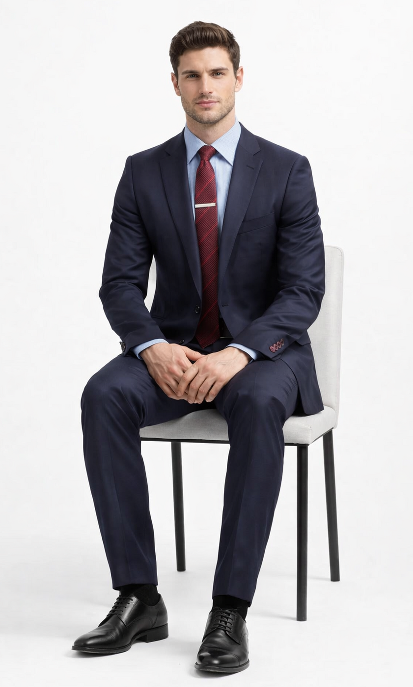 Carlo Lusso Navy Two-button Poly Blend Suit — MensUSA